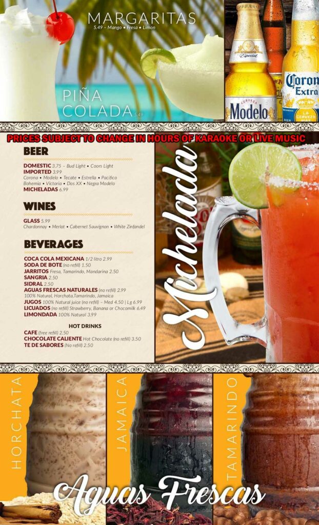 Menu - La Hacienda Nightclub